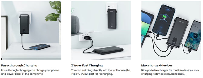 Charmast Built-in Cables | Ultra Slim | LED Display Power Bank