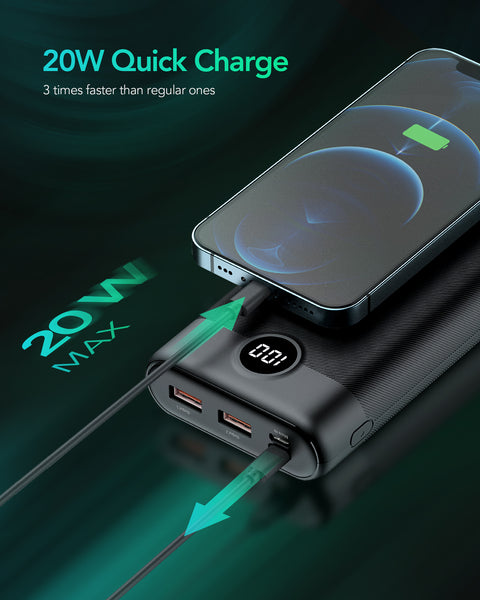 30000mAh 20W Fast Charging Power Bank with LED Display – Charmast Direct